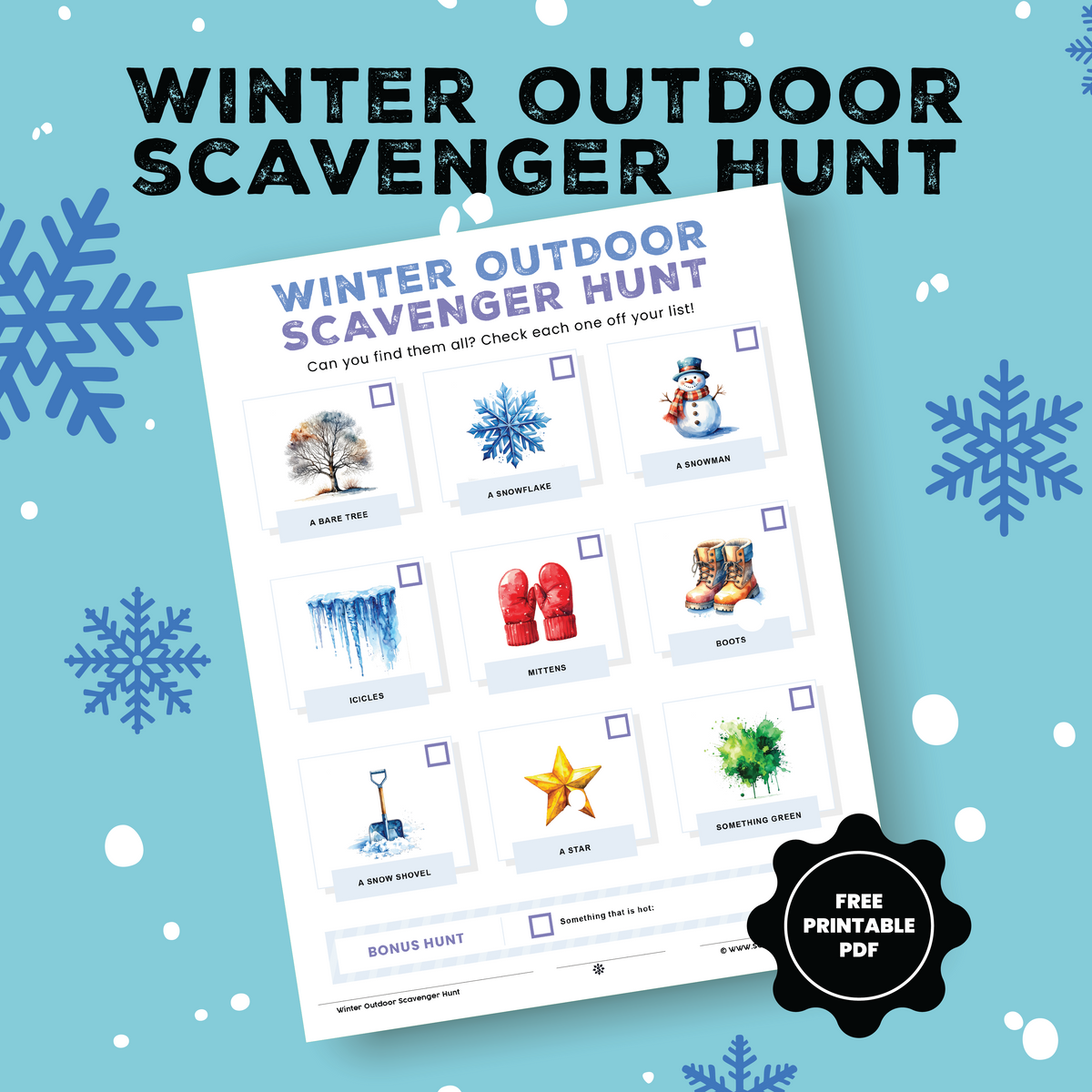 Winter Outdoor Scavenger Hunt for Kids | Free Preschool Activity by ...
